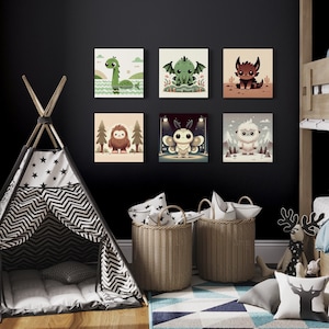 6pk Cryptid Nursery Art, Cryptozoology Wall Art, Baby, Big Foot, Yeti ...
