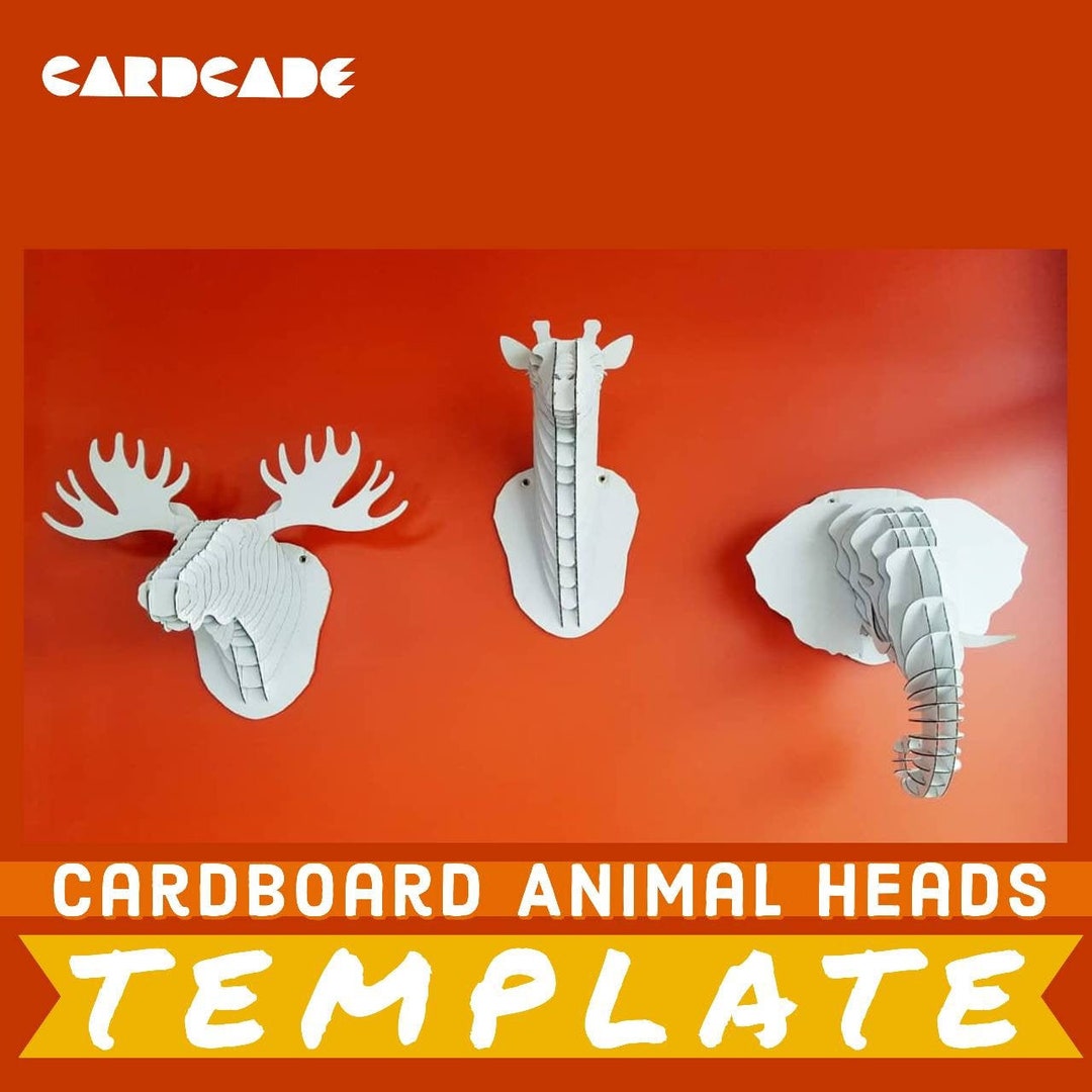 3 Cardboard Animal Head Templates - Etsy