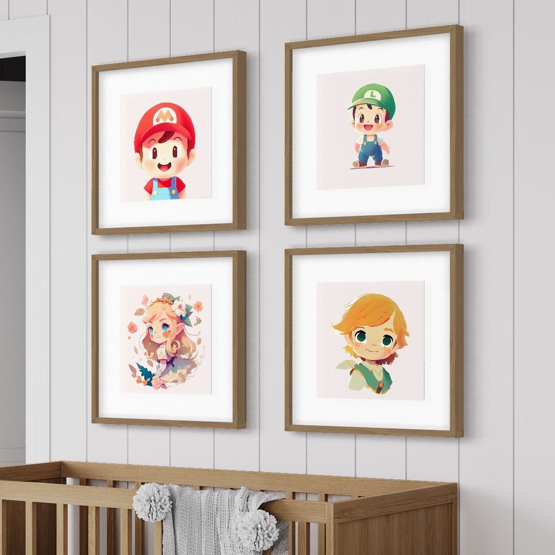 4pk Baby Mario and Zelda Nursery Art, Zelda Nursery Print, Mario ...