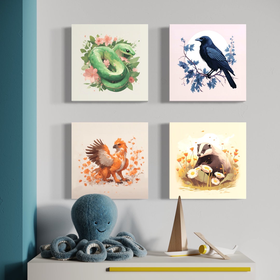 Magic Creature Nursery Art Print Set of 4, DIY Nursery Decor, Magical ...