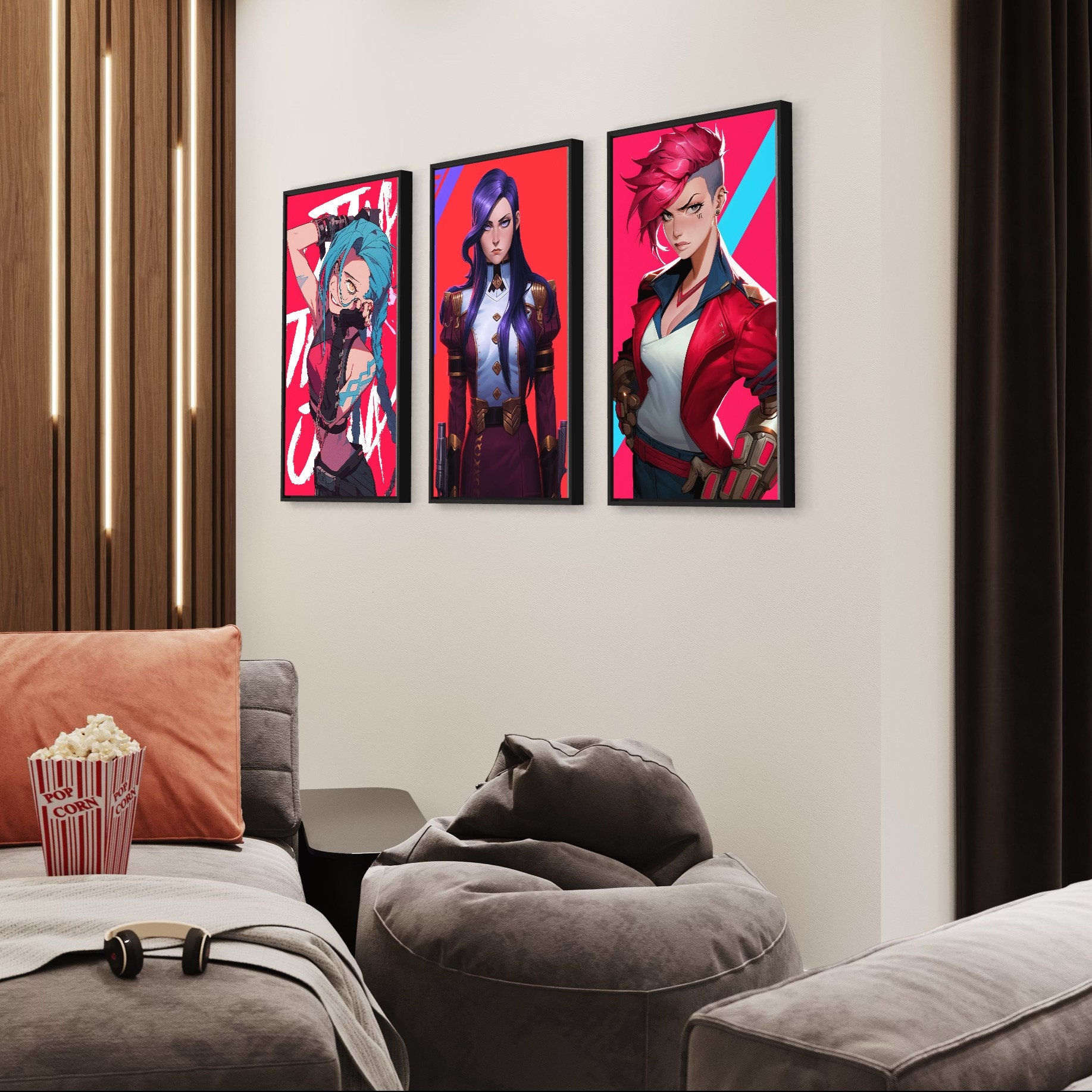 Arcane Fine Art Anime Art Jinx VI Caitlyn Kiramman League - Etsy