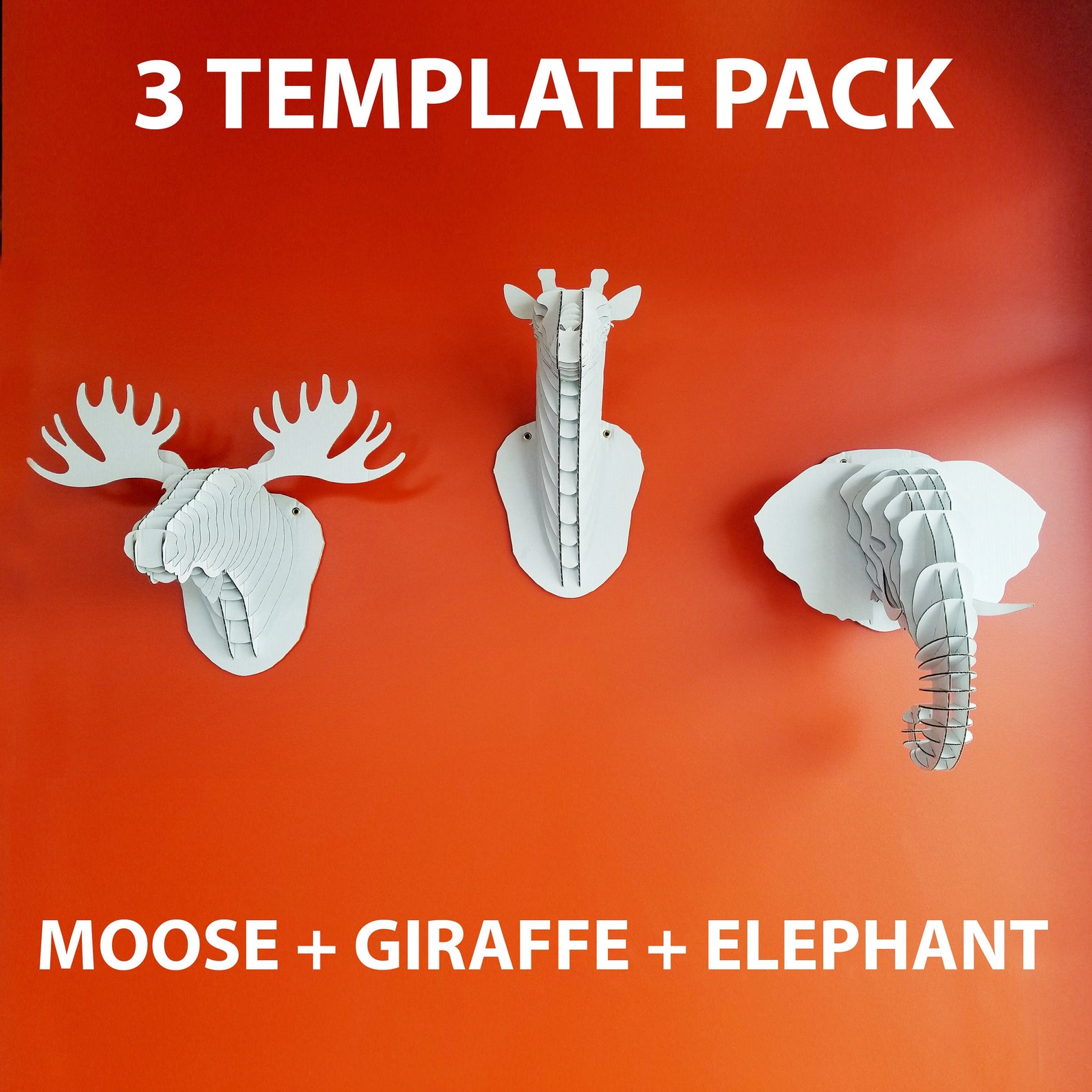 3 Cardboard Animal Head Templates - Etsy