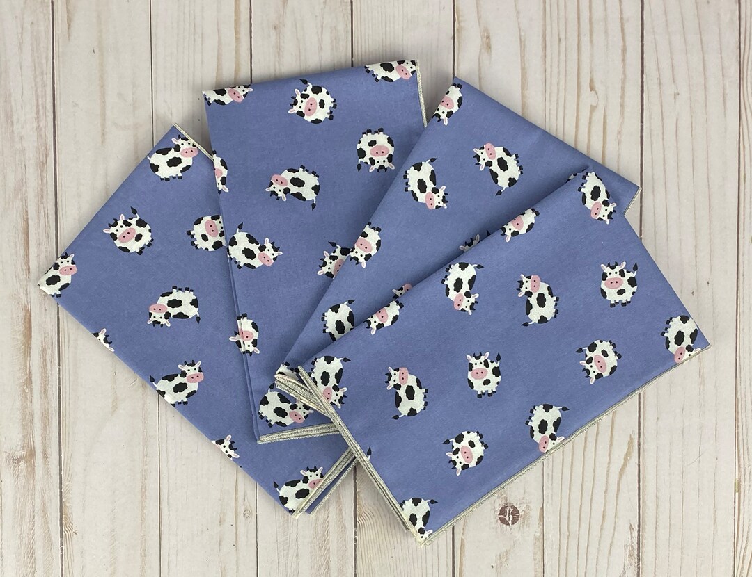 Cloth Napkins, Playful Cartoon Cows, Set of 4 - Etsy