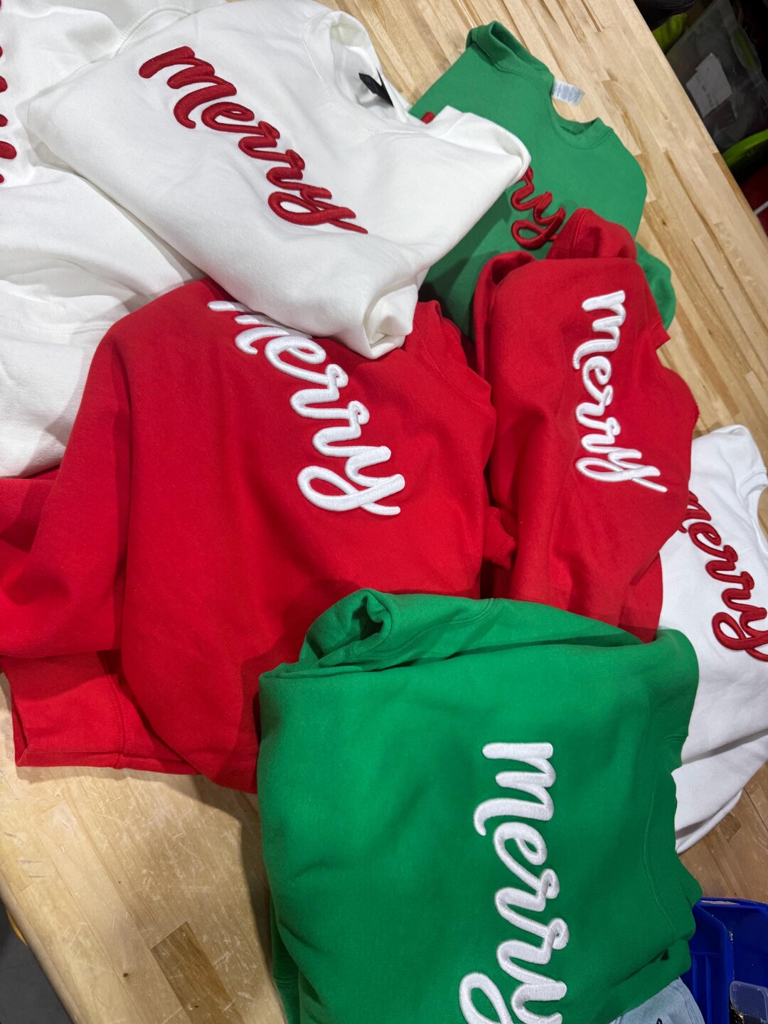 Merry Christmas Puff 3 D Embroidery Sweatshirt Holiday Crewneck - Etsy