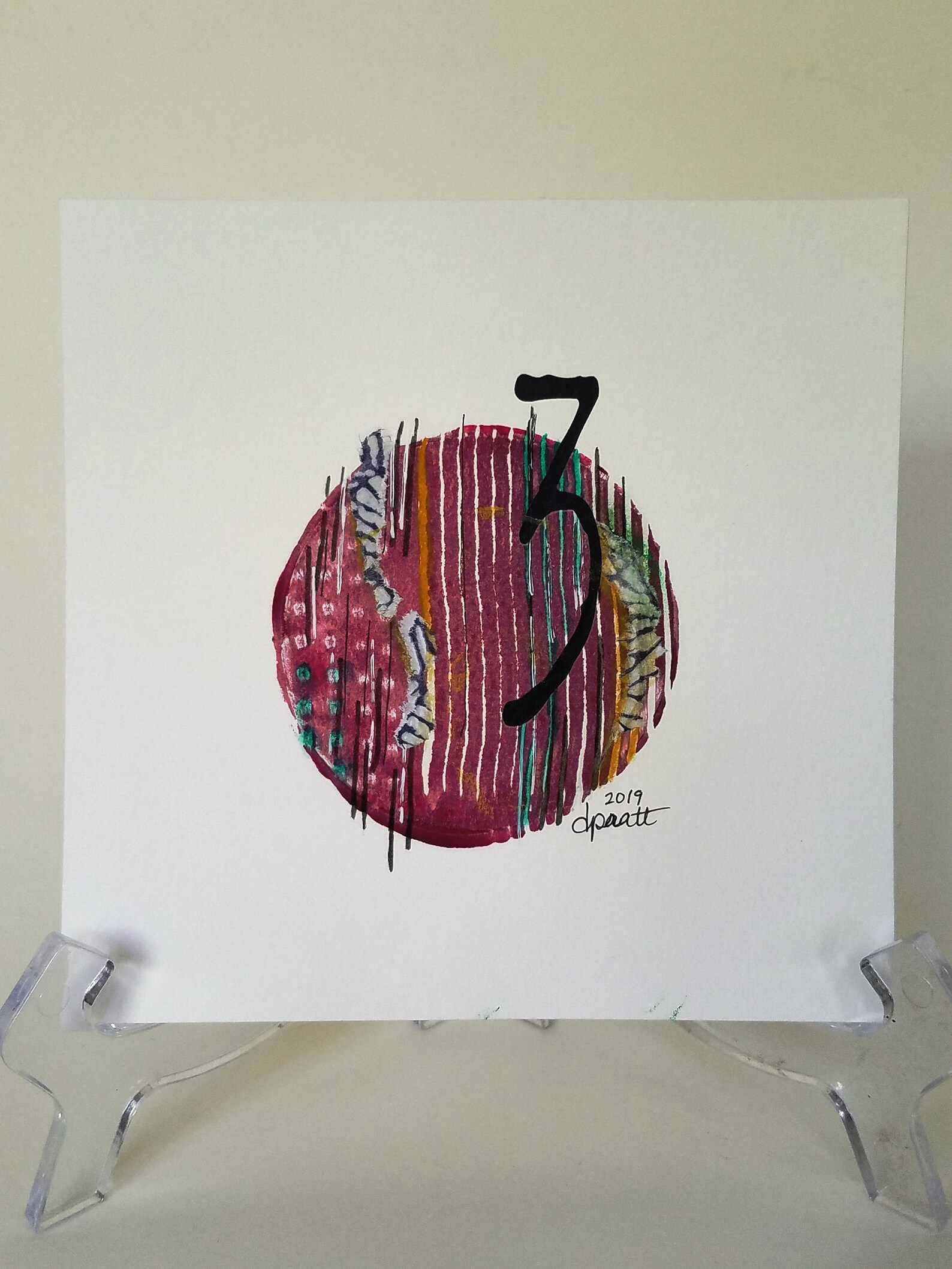 MAROON 3 Original Abstract Mixed Media Acrylic Pen Ink Painting 6x 6 ...