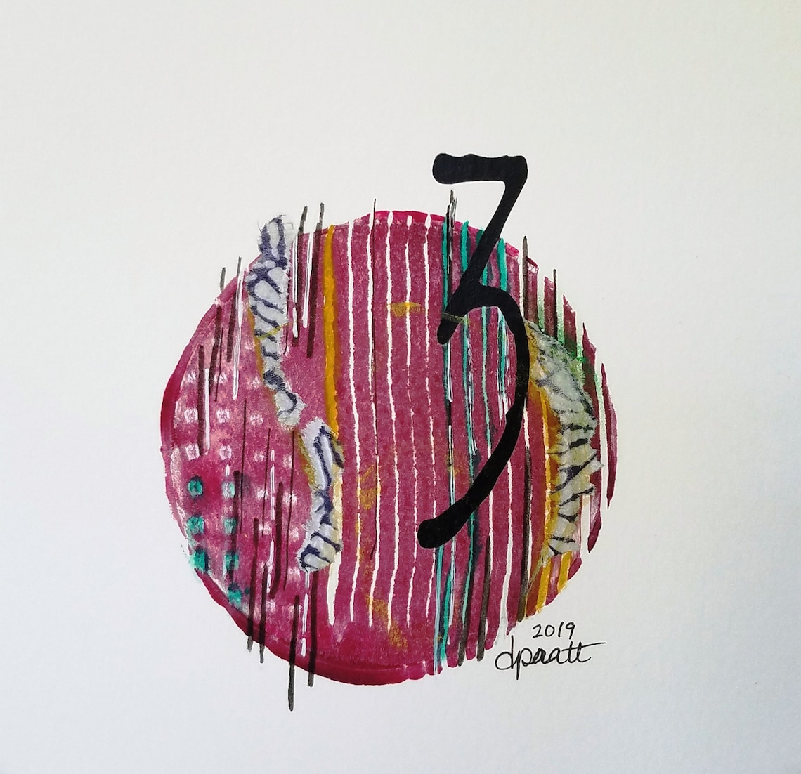 MAROON 3 Original Abstract Mixed Media Acrylic Pen Ink Painting 6"x 6 ...