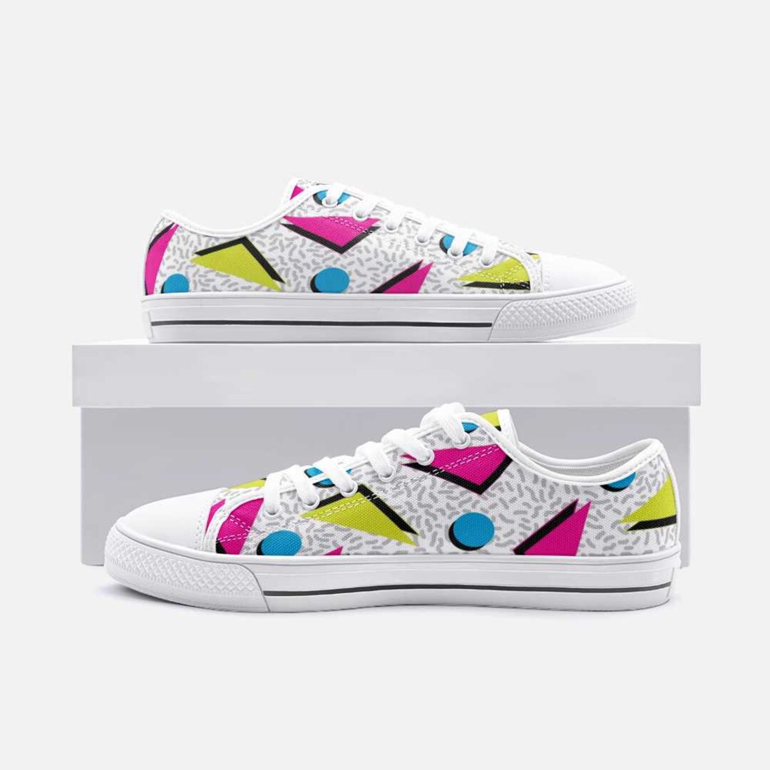 Retro 90s Memphis Aesthetic COME ON! Unisex Low Top Canvas Shoes - Etsy