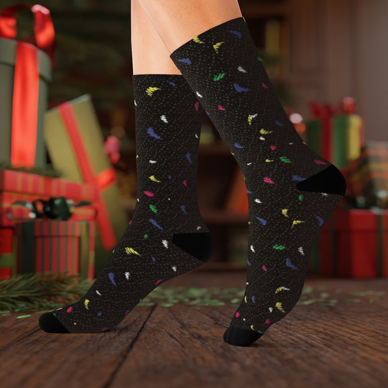 Retro Realistic 90s Arcade Floor Pattern Sublimation Socks | Etsy