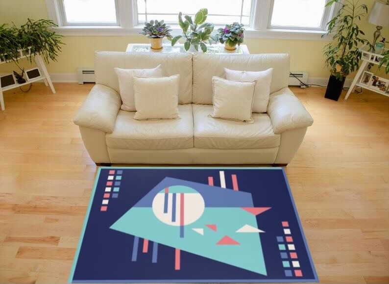 Retro Realistic 80s Style Memphis Geometric Area Rugs | Etsy