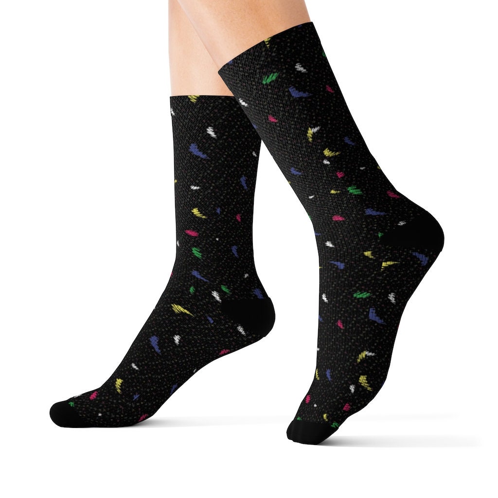 Retro Realistic 90s Arcade Floor Pattern Sublimation Socks | Etsy