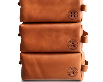 Personalized Groomsmen Gift Dopp Kit Bag Customized Leather | Etsy