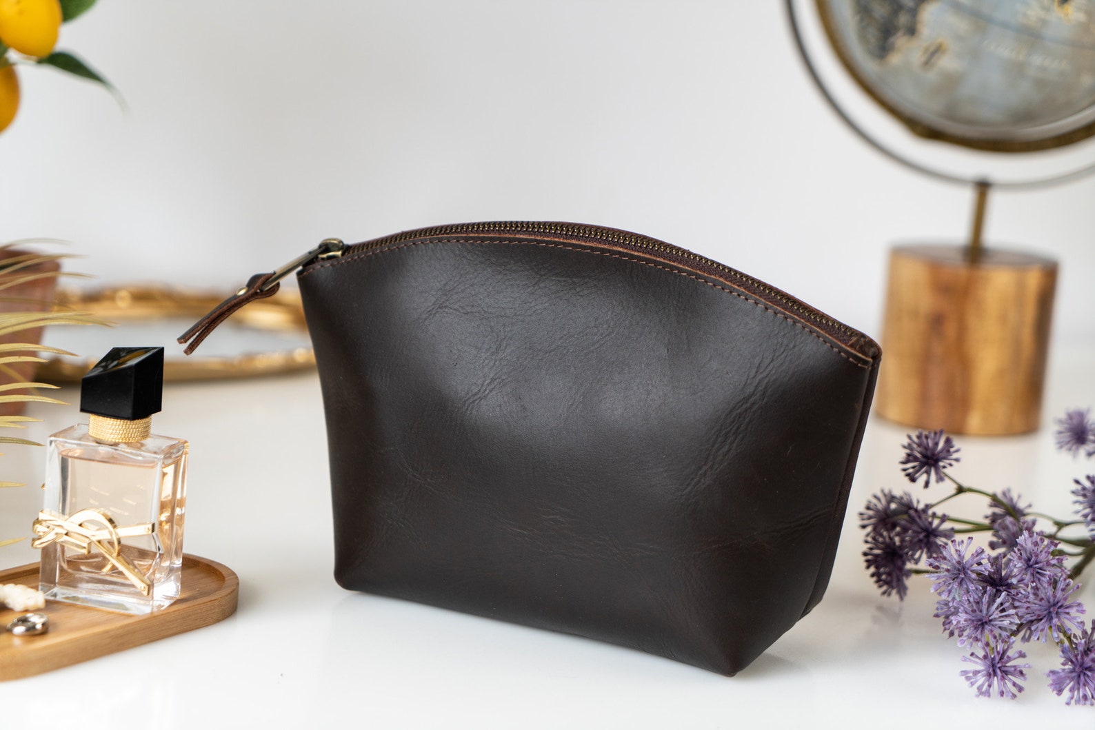 Leather Makeup Bag Personalized Women's Bridesmaid Gift - Etsy