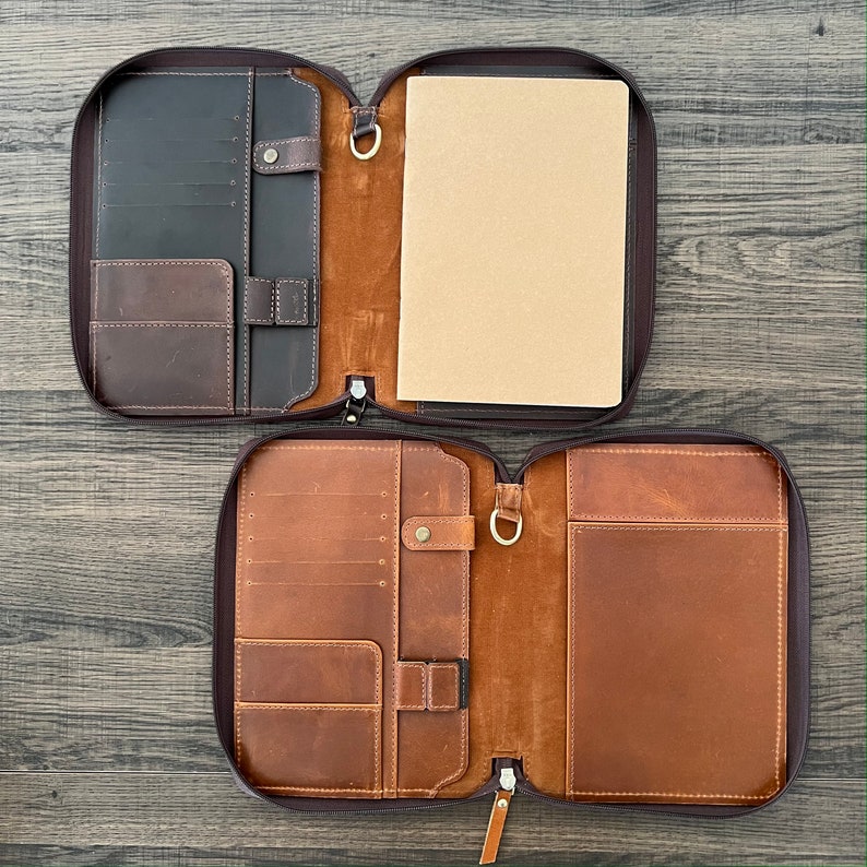 Personalized Leather Portfolio Letter Size Organizer Folders - Etsy
