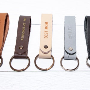 Personalized Leather Keychain, Monogrammed Leather Key Chain, Custom ...