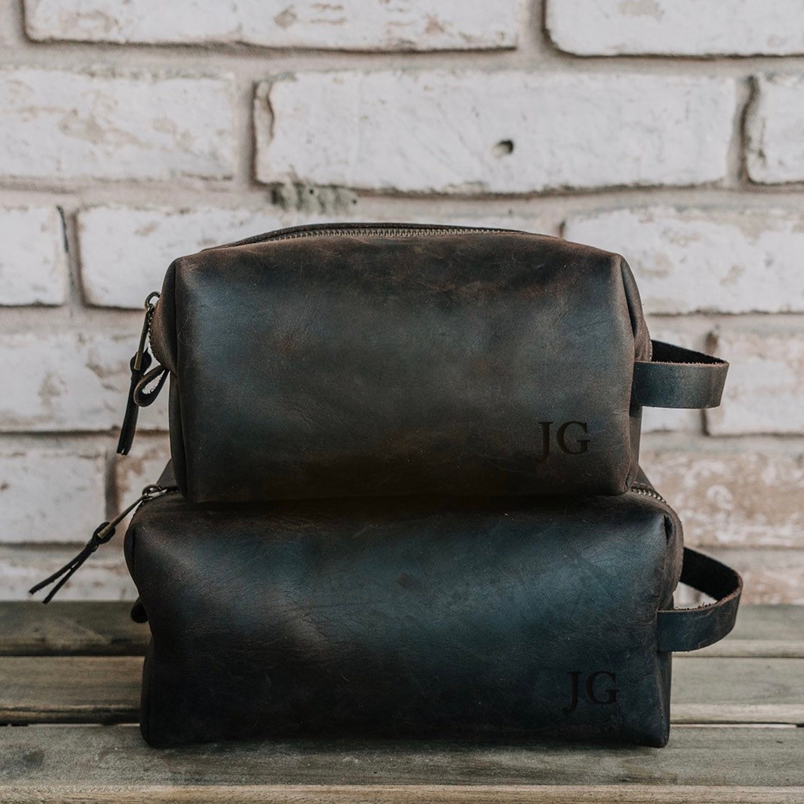 Personalized Leather Dopp Kit Bag 3rd Anniversary Gift for - Etsy