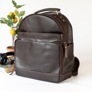 Teacher Backpack,daily Backpack Bag,monogram Leather Rucksack,leather ...