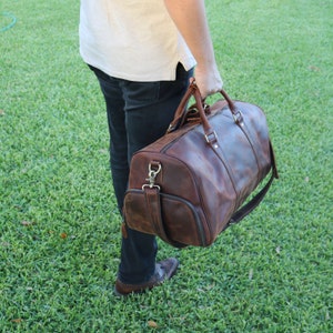 Fathers Day Gift for Dad, Leather Duffle Bag, Large Travel Bag, Mens ...