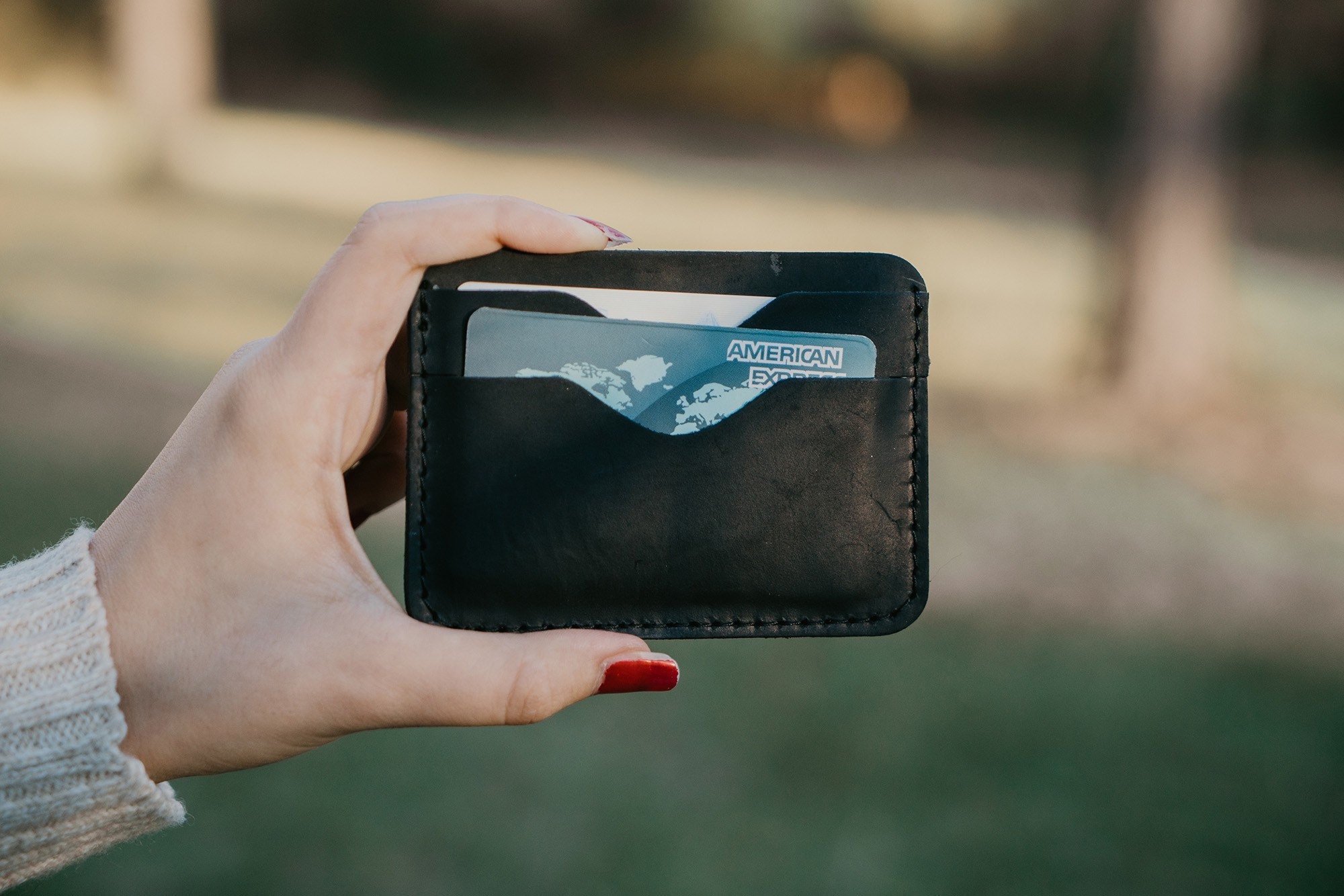 Personalized Leather Card Holder Handmade Slim Leather - Etsy