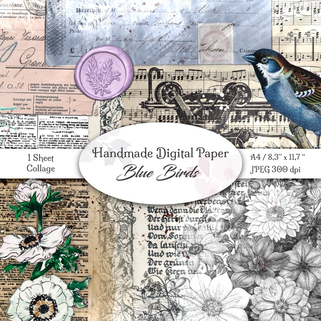 Digital Design Paper / Handmade Collage / Design Paper to Print for ...
