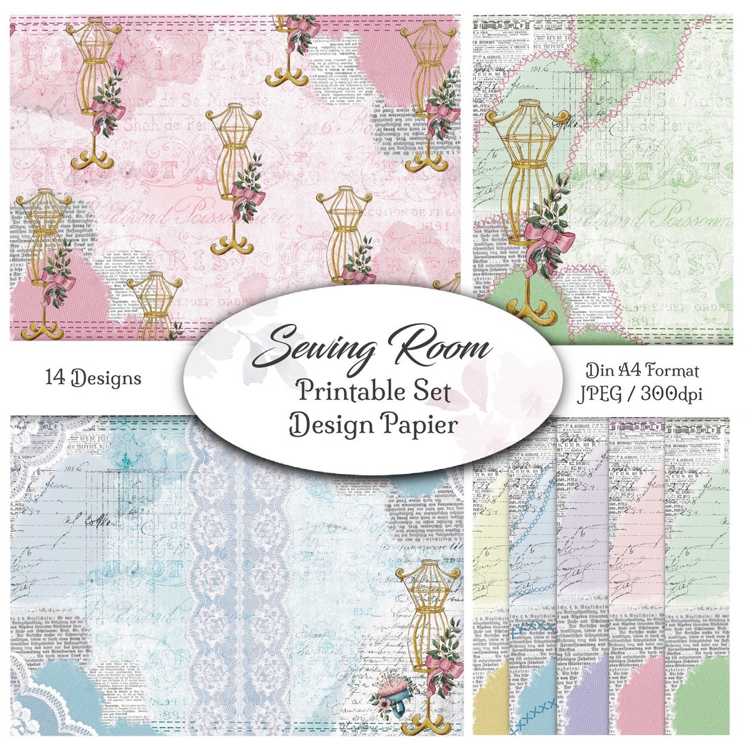 DIGITAL Junk Journal Paper / Design Naehstube / 14 Pages / Printable ...