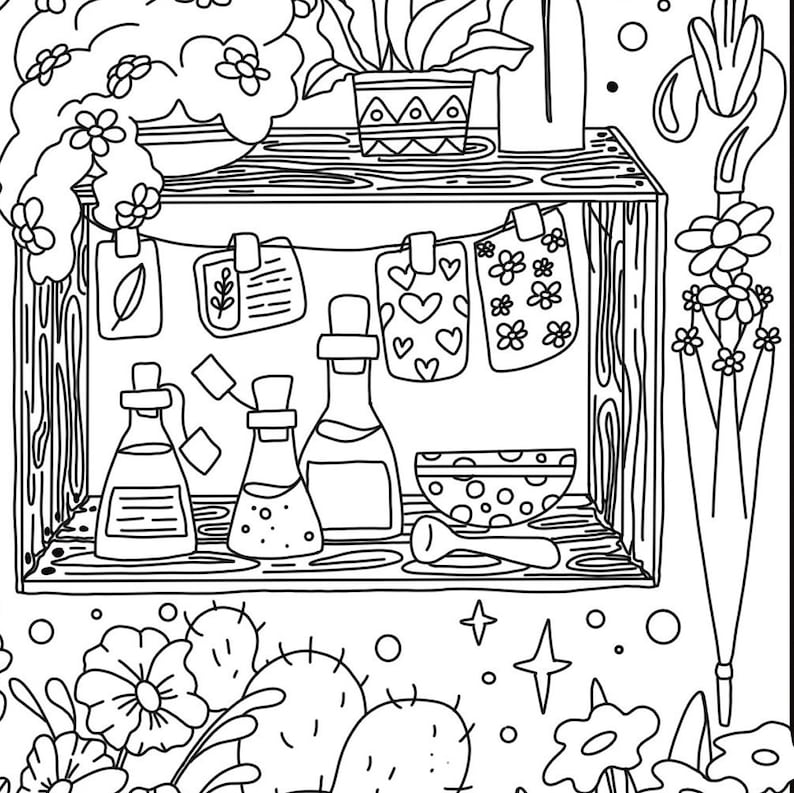 Coloring Pages / 5 Coloring Book Pages to Print / Cute Hand-drawn ...