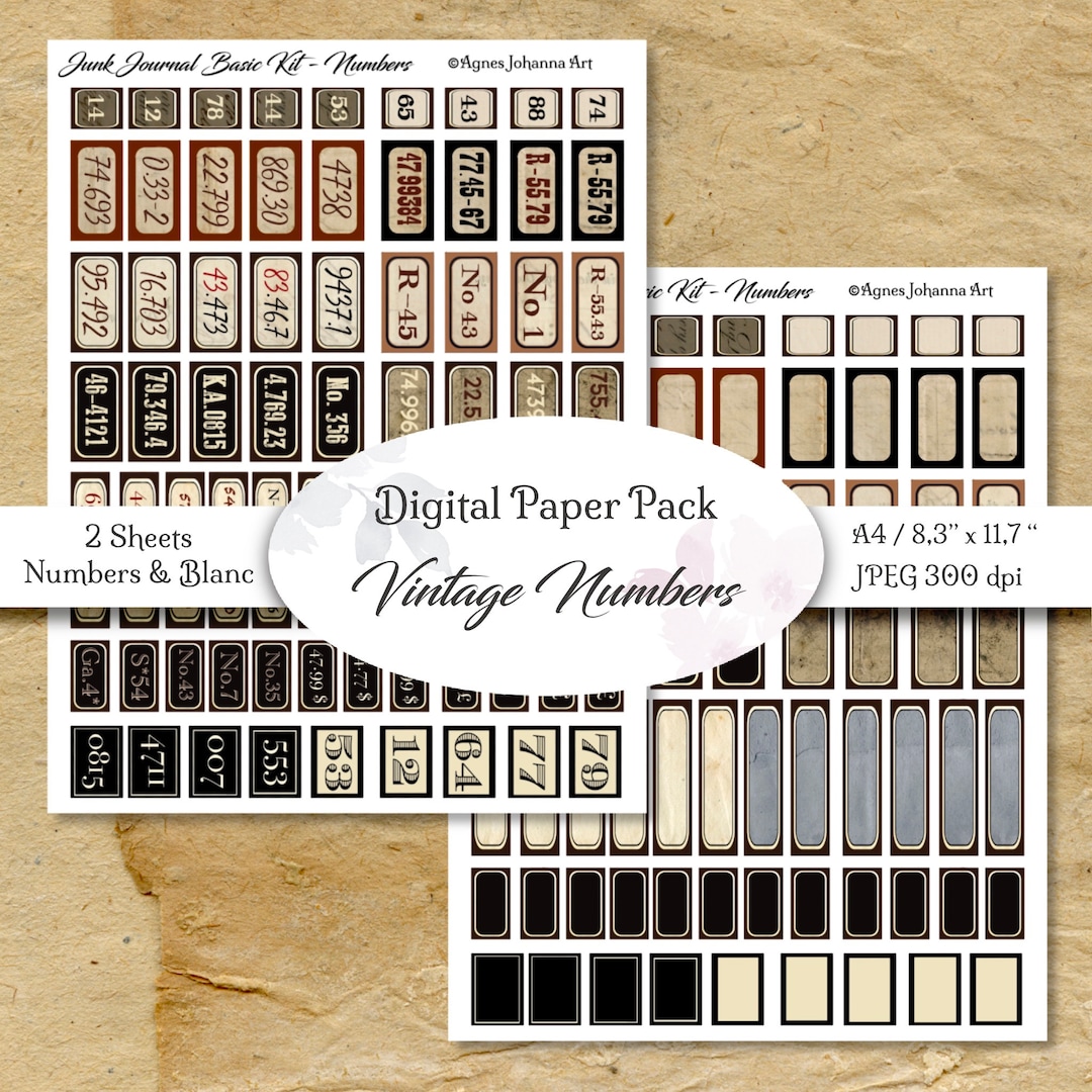 Digital Ephemera / Old Numerals and Numbers / Design Paper for Printing ...