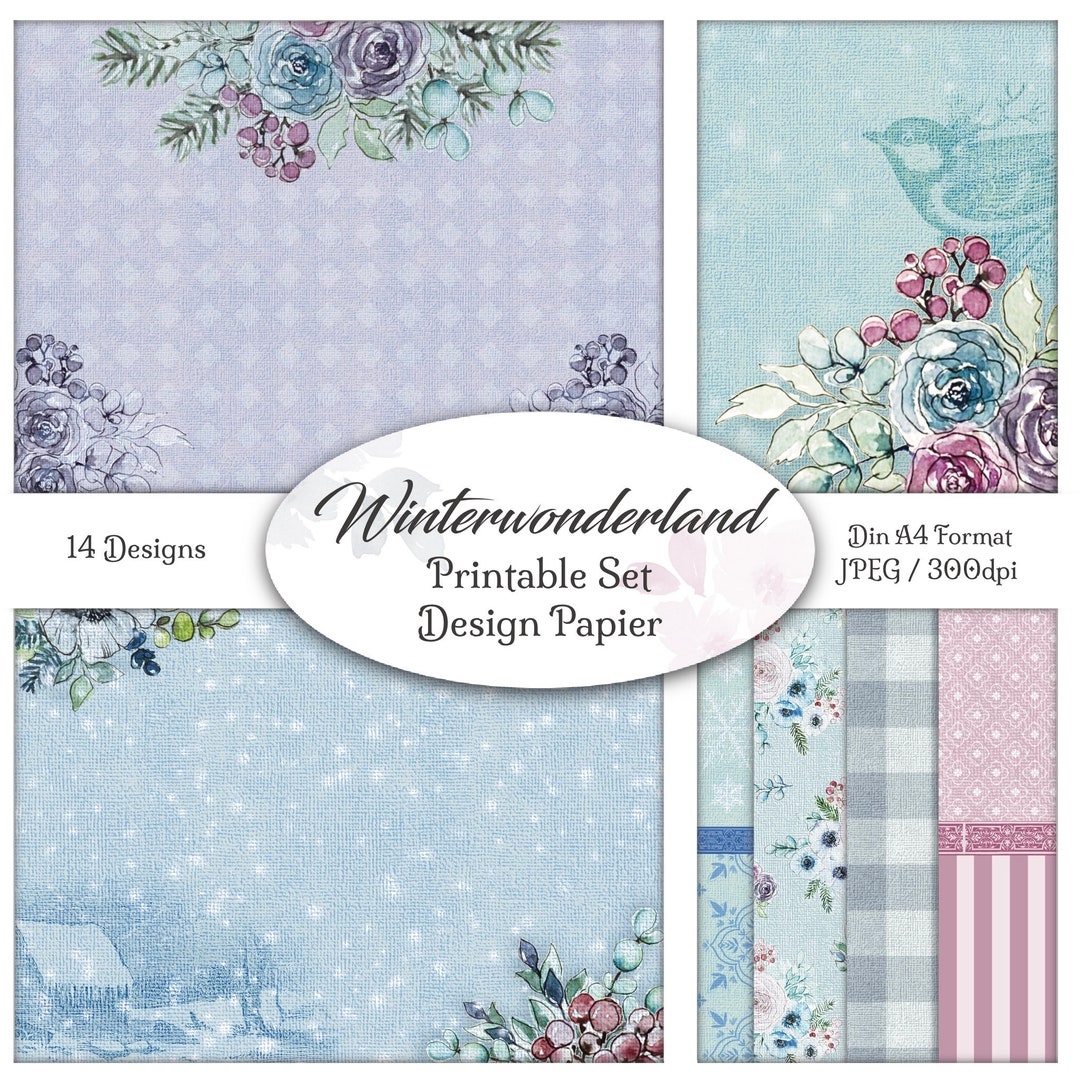 DIGITAL Junk Journal Paper / Design Winter Wonderland / 14 Pages ...