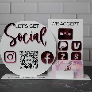 Acrylic QR Code Sign for Seamless Payments and Social Media Access - Etsy