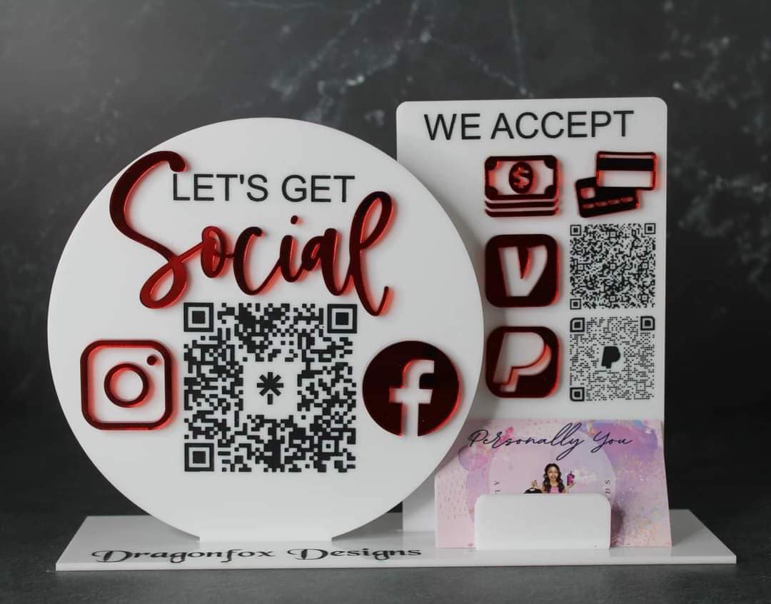 Acrylic QR Code Sign for Seamless Payments and Social Media Access - Etsy
