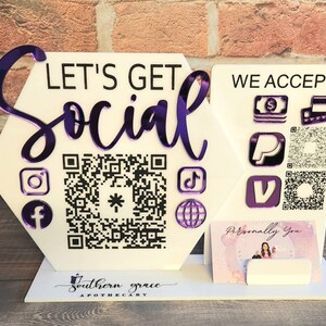 Acrylic QR Code Sign for Seamless Payments and Social Media Access - Etsy