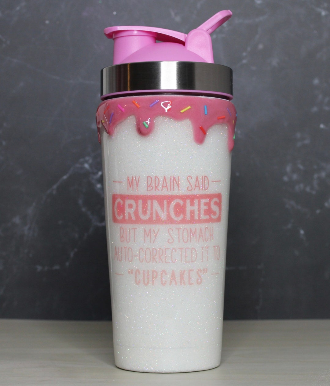 Cupcake Protein Shaker Bottle: Stainless Steel Workout Gift - Etsy