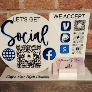 Acrylic QR Code Sign for Seamless Payments and Social Media Access - Etsy