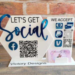 Acrylic QR Code Sign for Seamless Payments and Social Media Access - Etsy