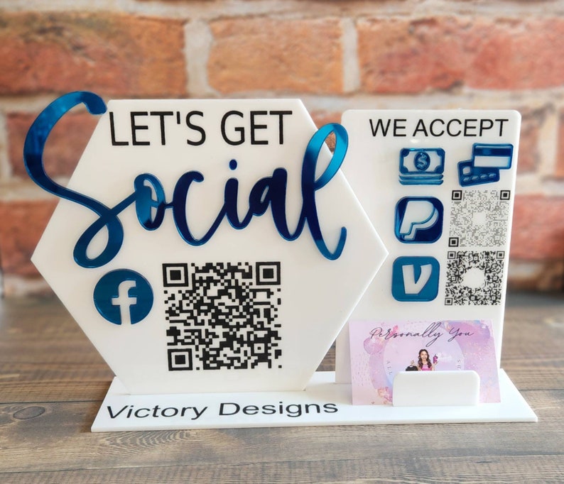 Acrylic QR Code Sign for Seamless Payments and Social Media Access - Etsy