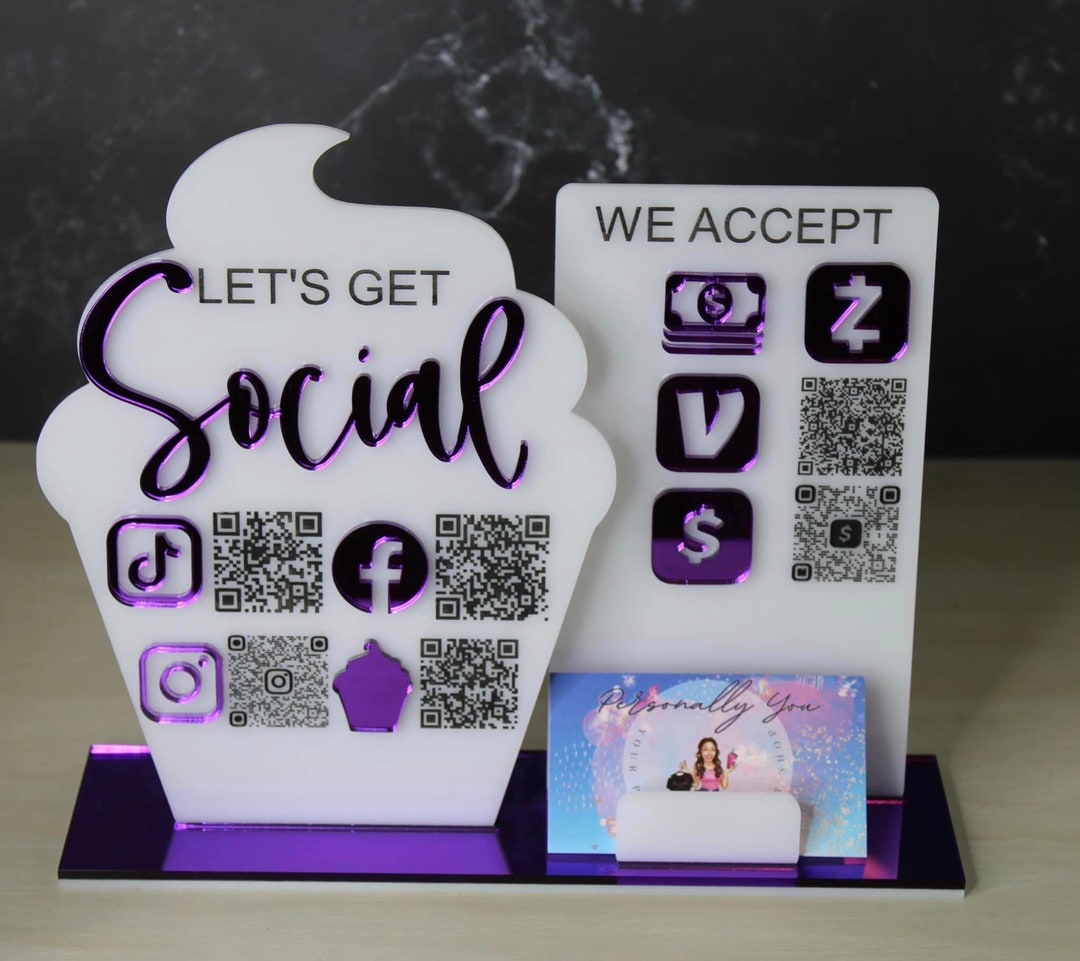 Acrylic QR Code Sign for Seamless Payments and Social Media Bakers Sign ...