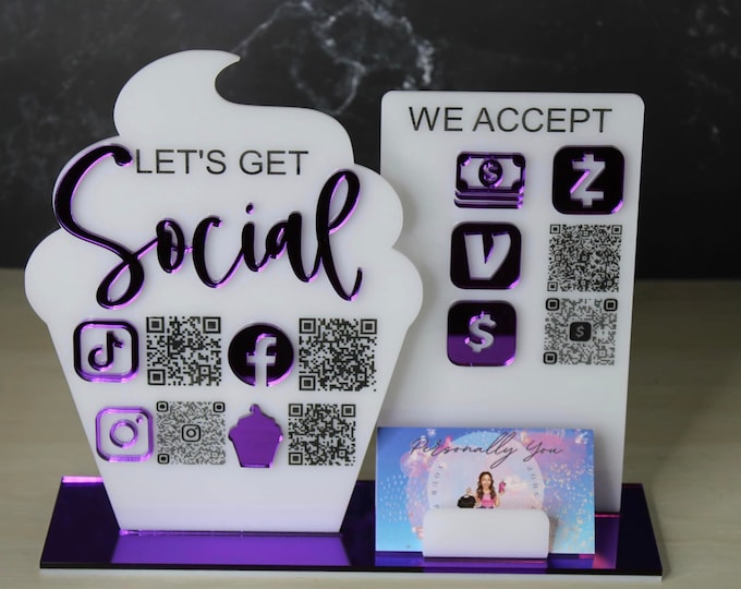 Acrylic QR Code Sign for Seamless Payments and Social Media Bakers Sign ...