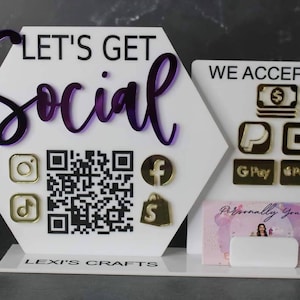 Acrylic QR Code Sign for Seamless Payments and Social Media Access - Etsy