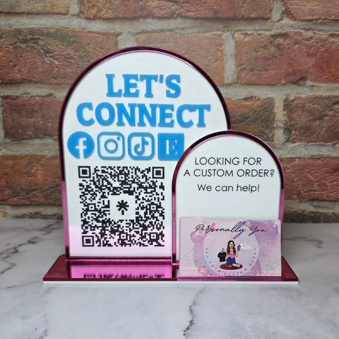 Custom Social Media QR Code Sign | Mirror Acrylic Small Business ...
