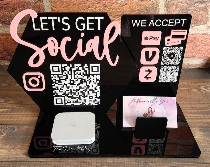 Acrylic QR Code Sign for Seamless Payments and Social Media Access - Etsy