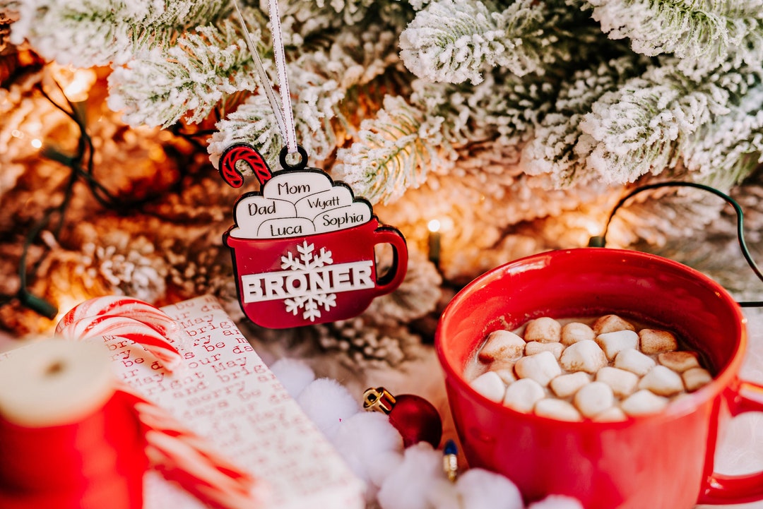 Personalized Hot Cocoa Mug Christmas Ornament Family Name - Etsy