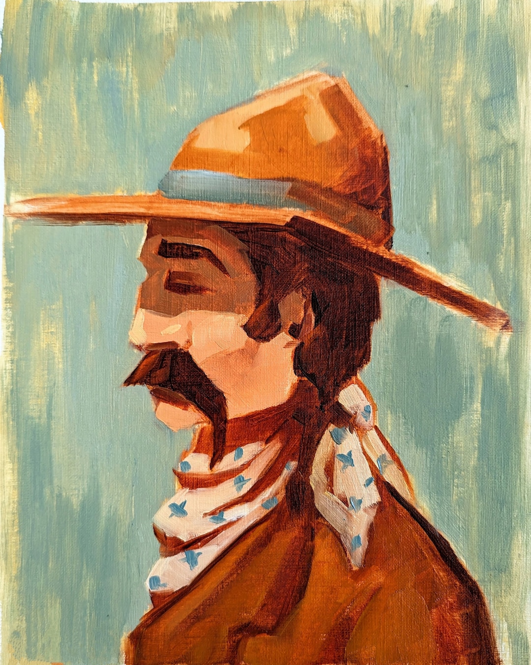 Handlebar | Original Cowboy Painting - Etsy