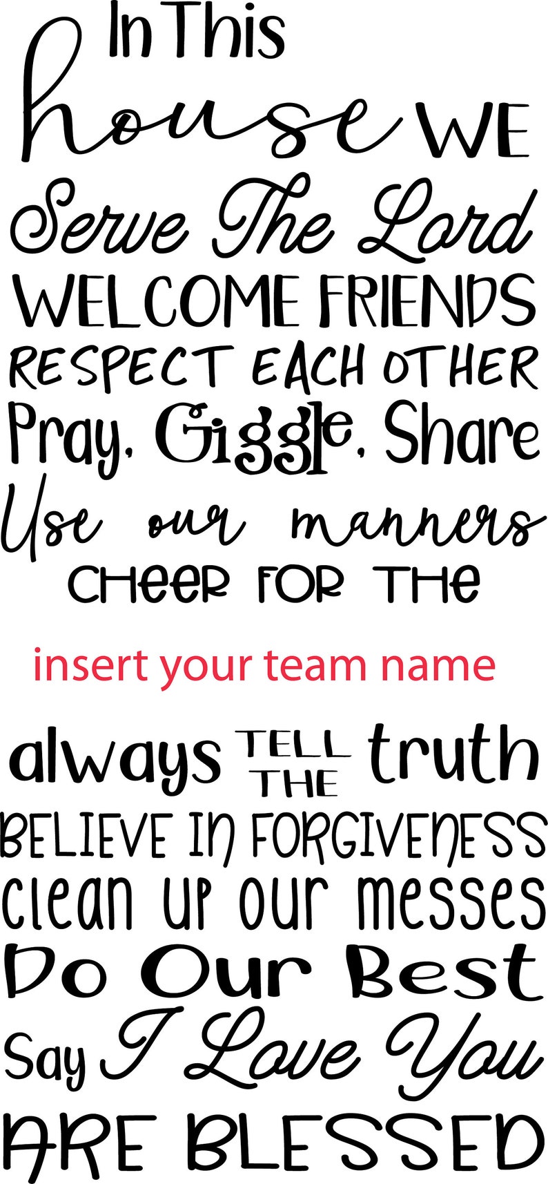 In This House We Cheer for the {your Favorite Team} Family Rules Sign ...