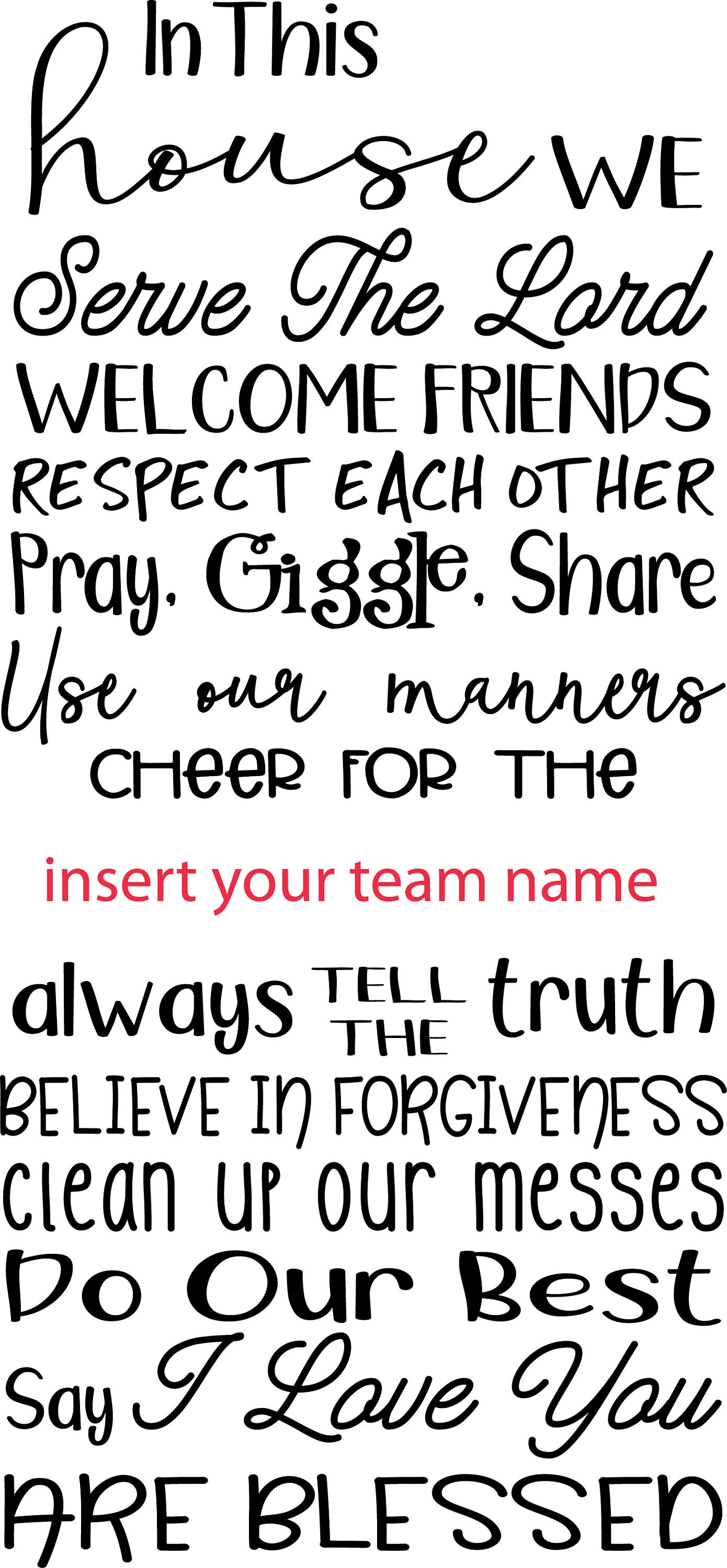 In This House We Cheer for the {your Favorite Team} Family Rules Sign ...