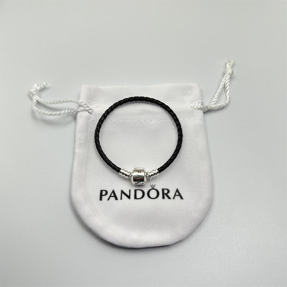 New Pandora Bracelet Braided Leather Black - Etsy