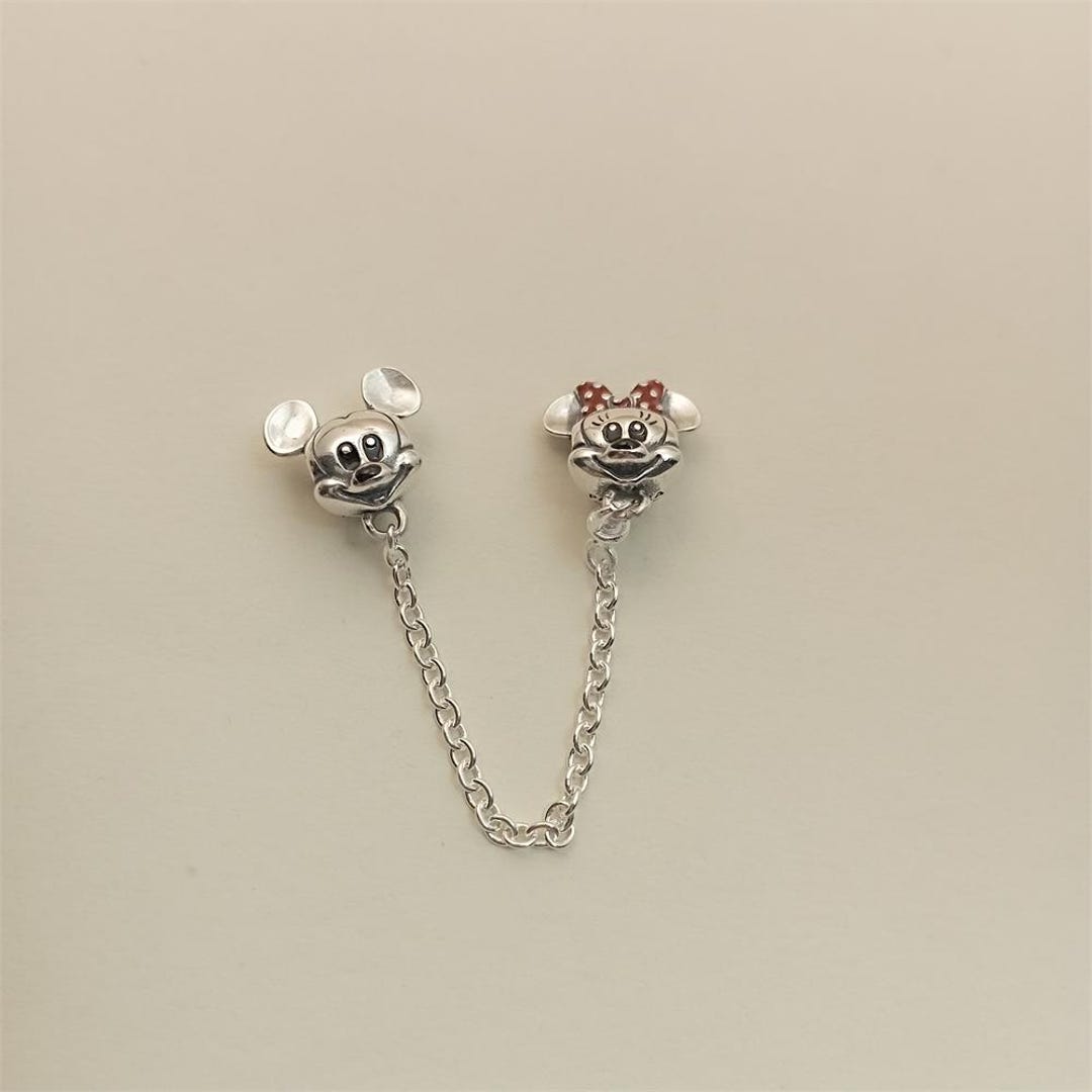 Pandora Mickey Mouse Safety Chain Charms Bracelet With Pouch Sterling ...