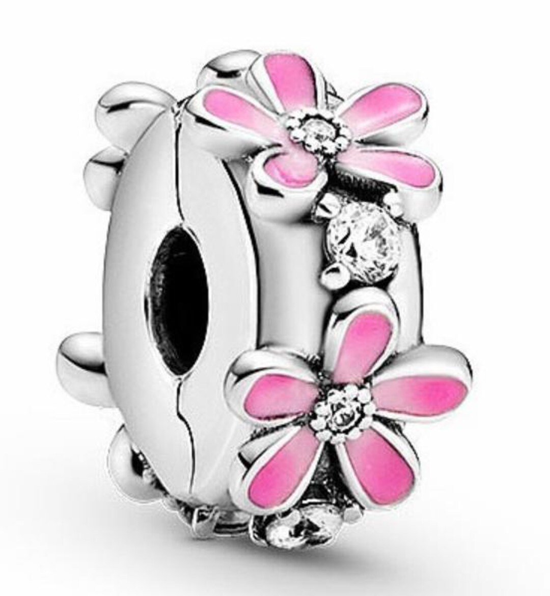 Pandora Silver & Pink Daisy Flower Clip Charm - Etsy