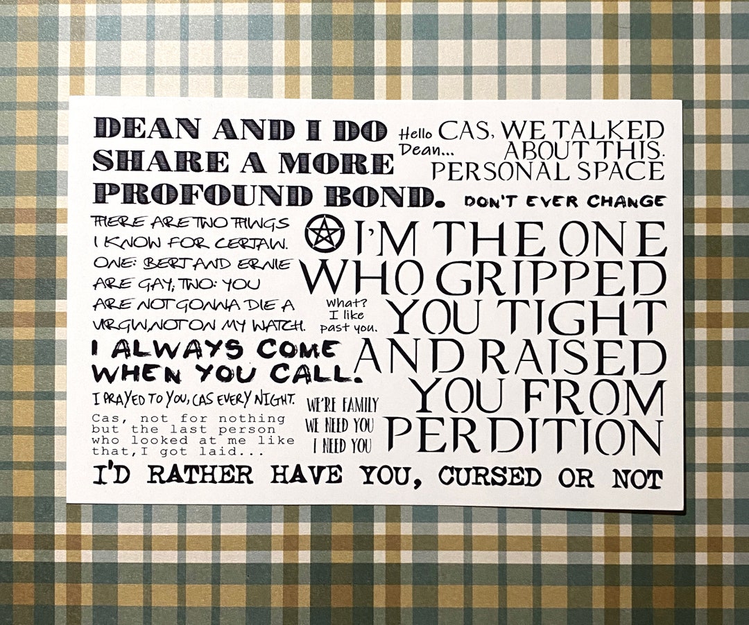 Supernatural Postcard - Destiel Quotes - Etsy