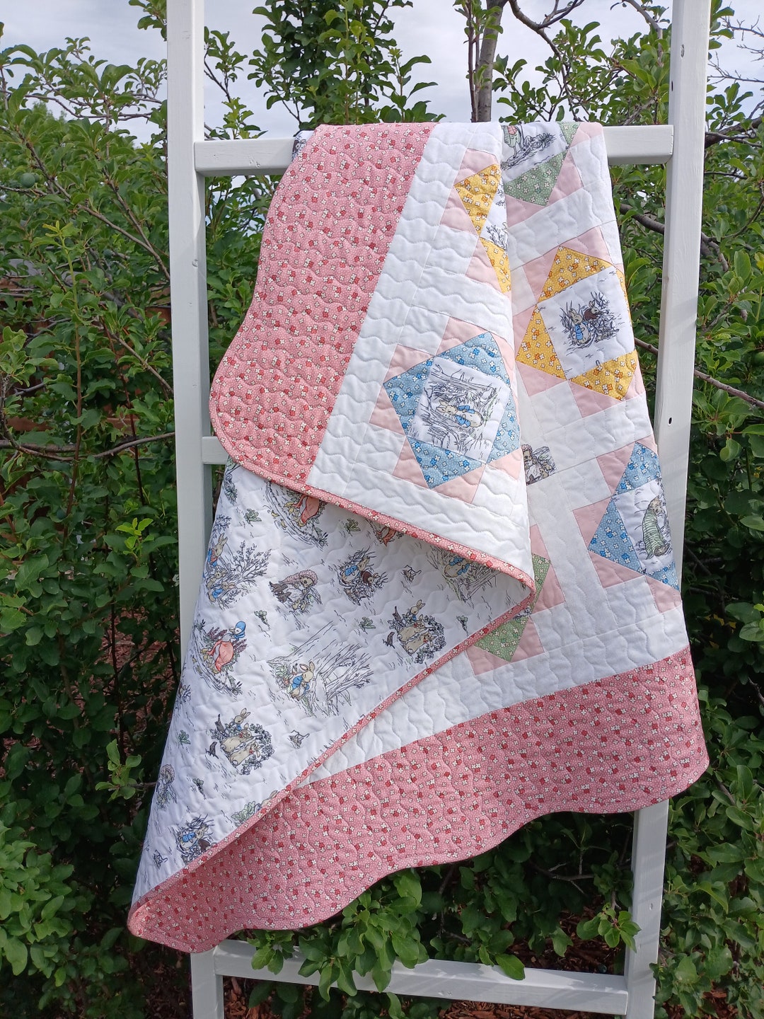 Nostalgic, Scalloped Border, Baby Quilt With Beatrix Potter Themed ...
