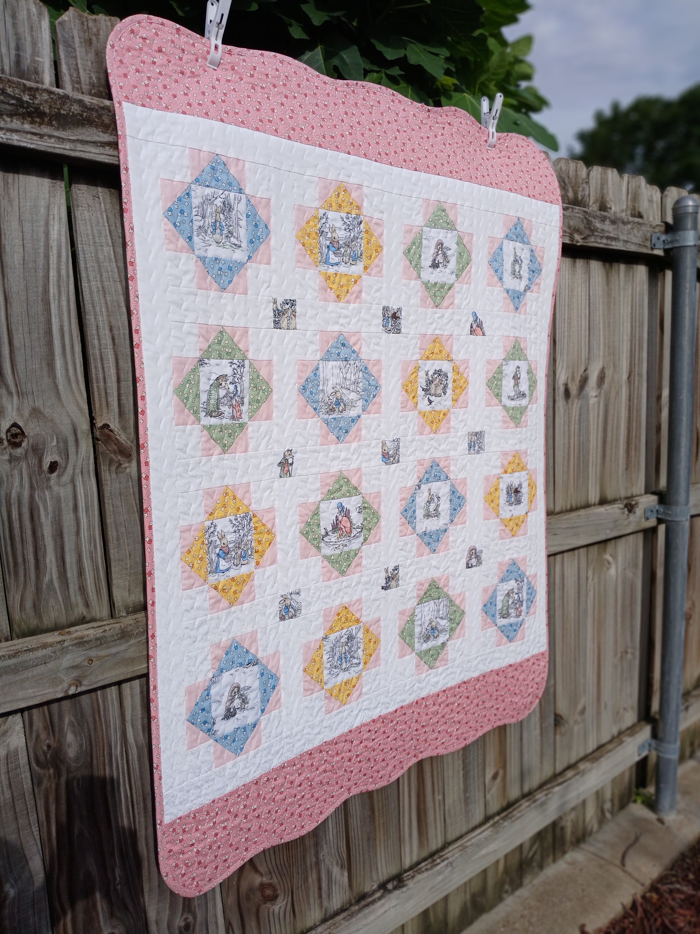 Nostalgic, Scalloped Border, Baby Quilt With Beatrix Potter Themed ...