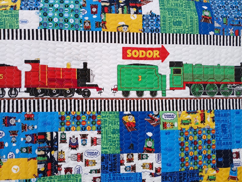 Thomas the Train Fabric, Patchwork Quilt, Thomas and Friends Fabric - Etsy